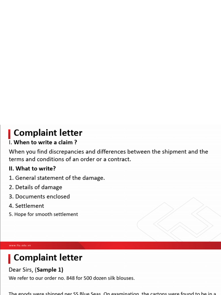 Business Complaint Writing Guide | PDF | Ho Chi Minh City