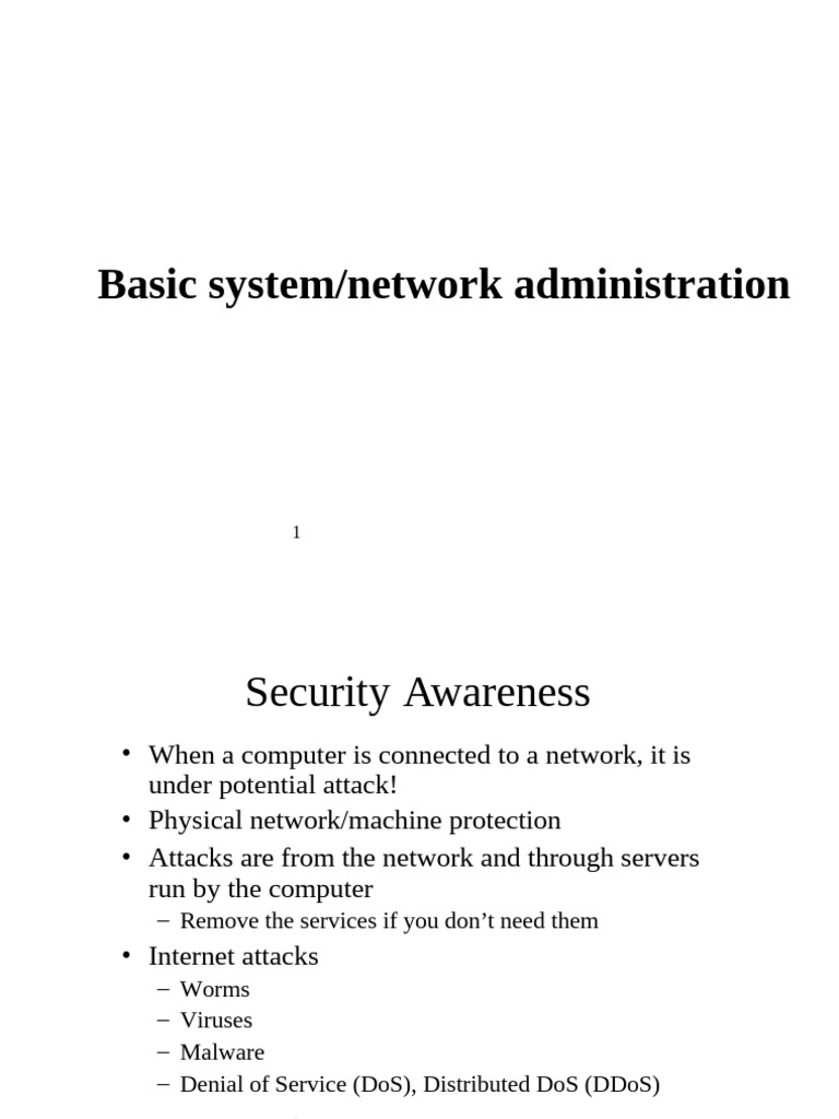 Lecture4 - Basic System Network Administration | PDF | Denial Of Service Attack | Computer Network