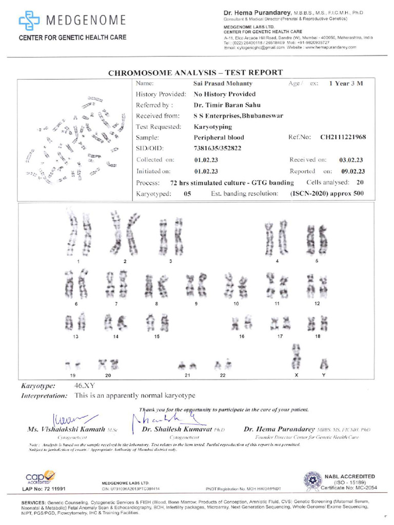 Visit - Upload - Karyotyping Report | PDF