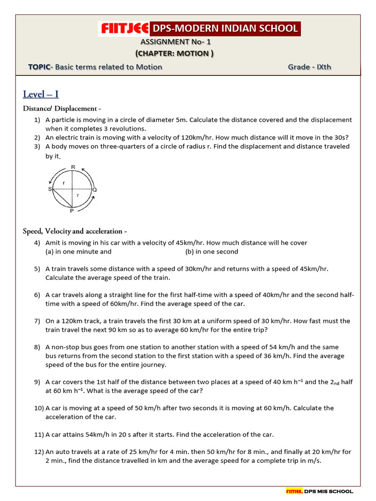 Gr9 - Physics - Ln1 - Motion - Assignment 1 (Part A) | PDF | Speed | Acceleration