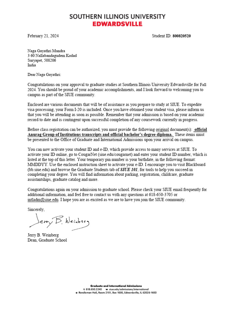 Acceptance Letter | PDF