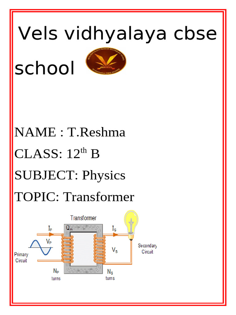 Project On Transformers Class XII | PDF | Transformer | Inductor
