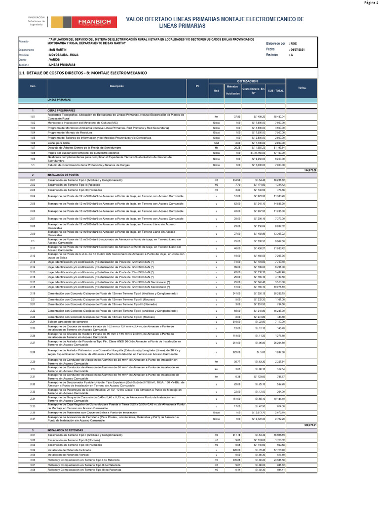 Ppto - Moyobamba LP | PDF | Presupuesto | Ingeniería de Edificación
