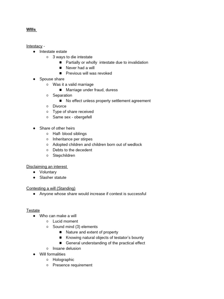W&T Plan of Attack | PDF | Will And Testament | Intestacy