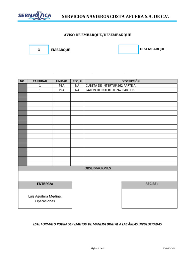 Aviso Embarque Isla Montague 2024 | PDF