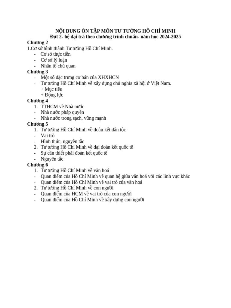 Nội Dung Ôn Tập Môn Tthcm Đại Trà Hk 2 Nh 2024 25 | PDF