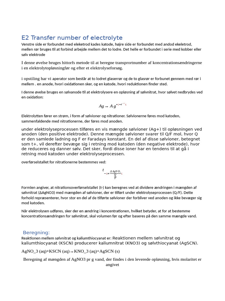 E2 Transfer Number of Electrolyte | PDF