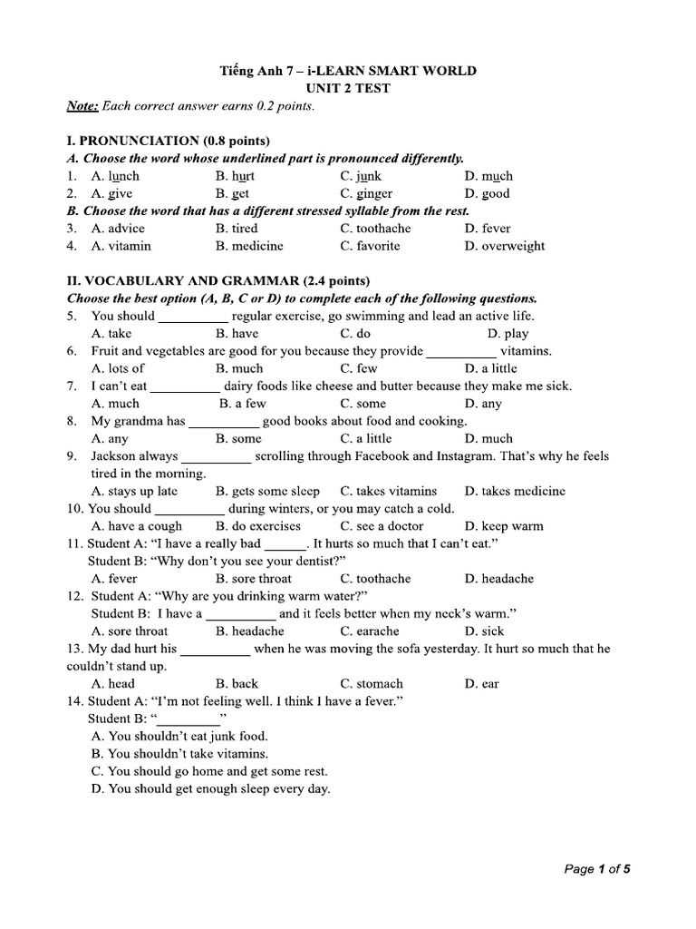 Test 2 Anh 7 | PDF