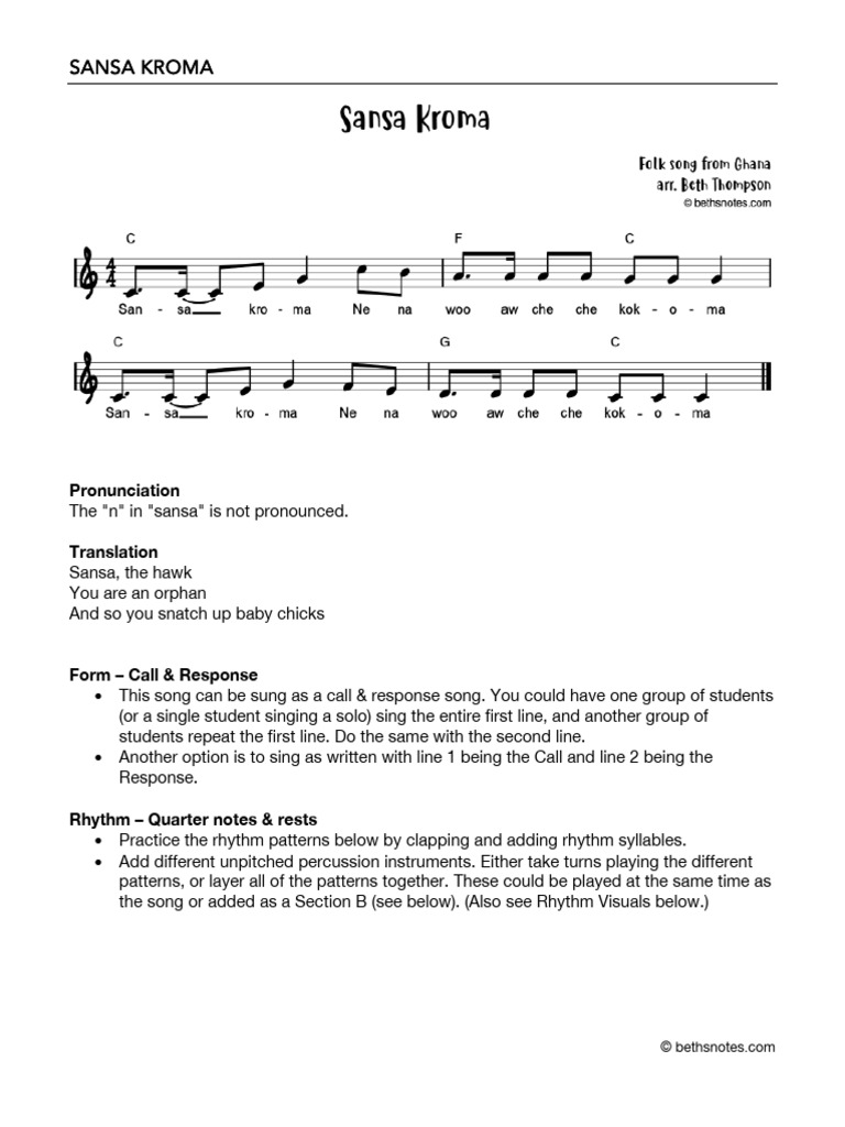 Sansa Kroma | PDF | Rhythm | Songs