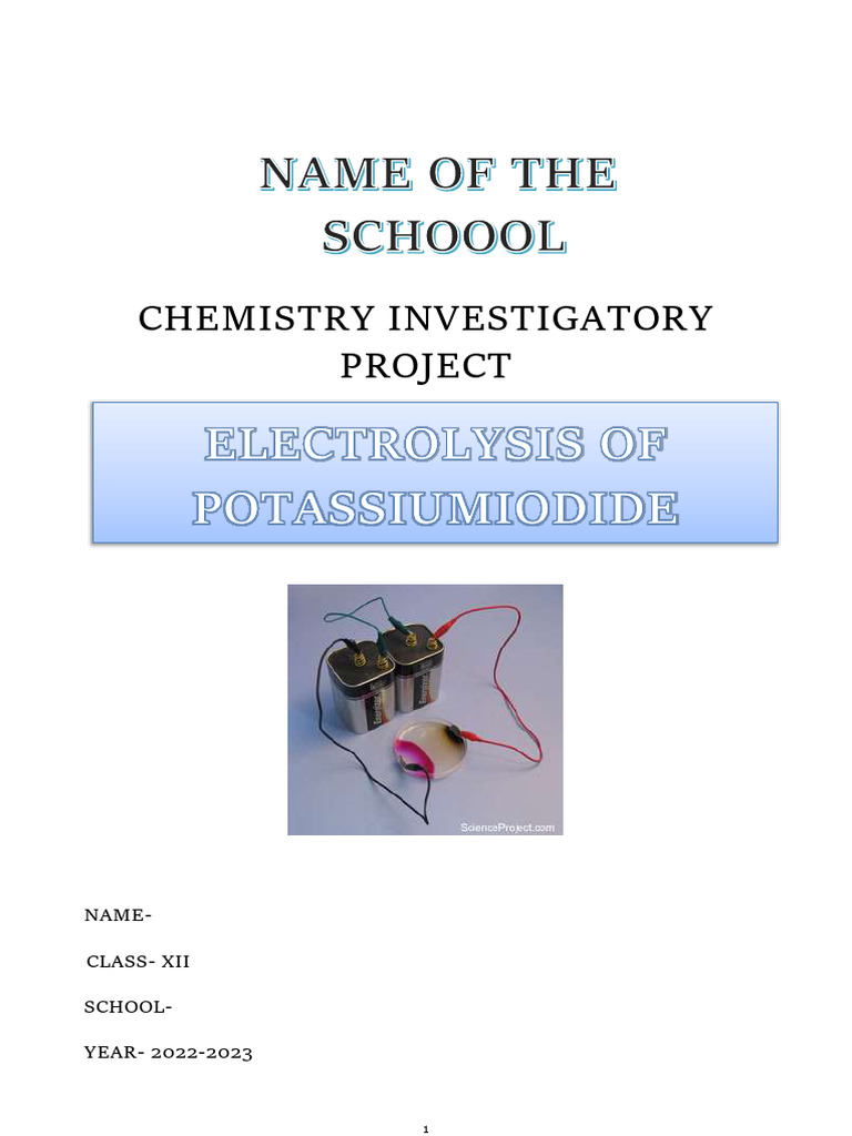 Electrolysis of Potassium Iodide | PDF | Ion | Electrolyte