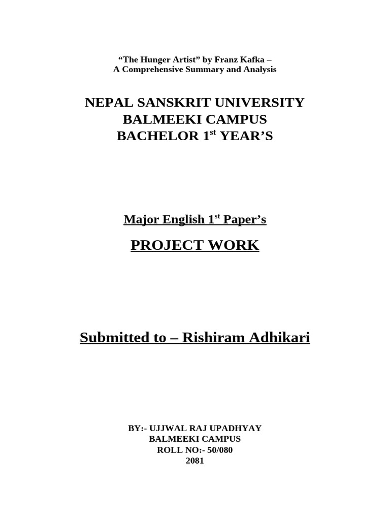 Major English 2nd Paper Project | PDF | Social Alienation | Franz Kafka