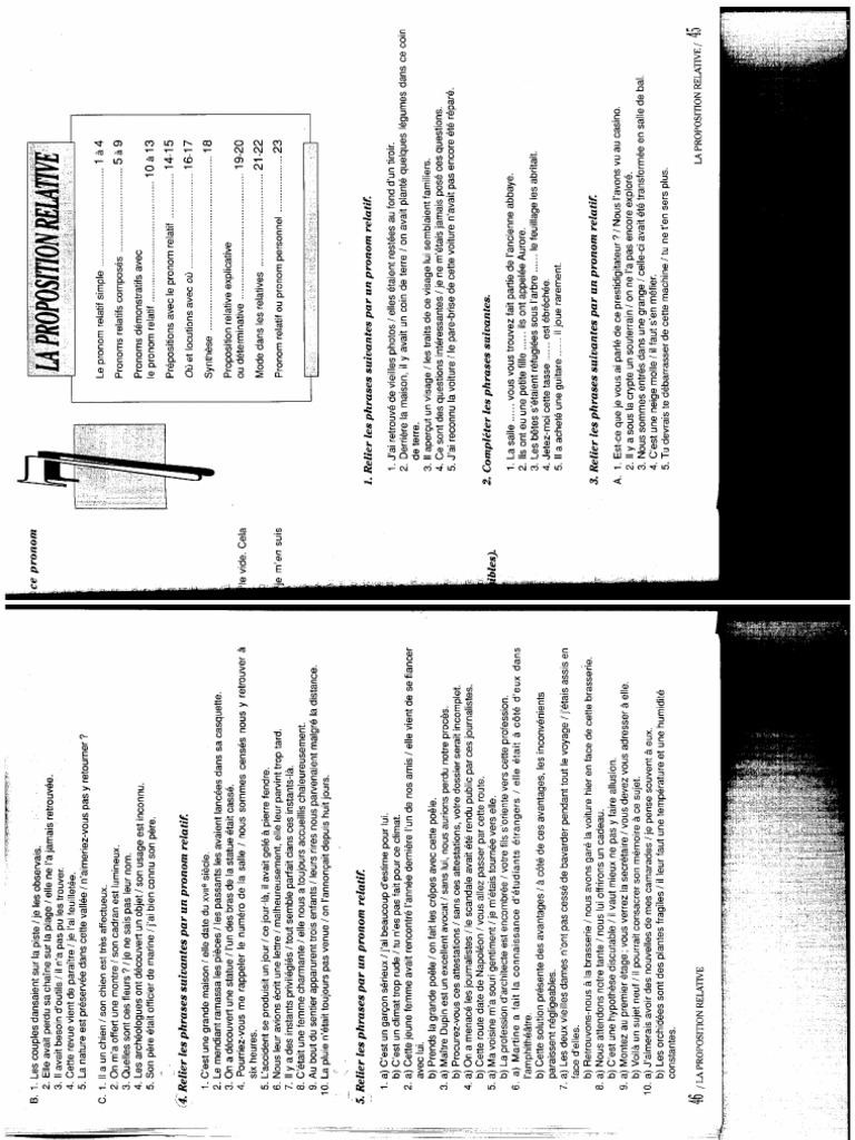 FRA-114. Nyelvtani Feladatok 6. Óra. Vonatkozói Alárendelés. Vonatkozó Névmások És Mutató ...