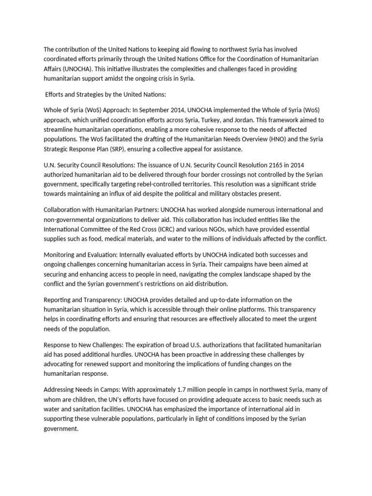 Syria assignment | PDF | Humanitarian Aid | Refugees Of The Syrian ...