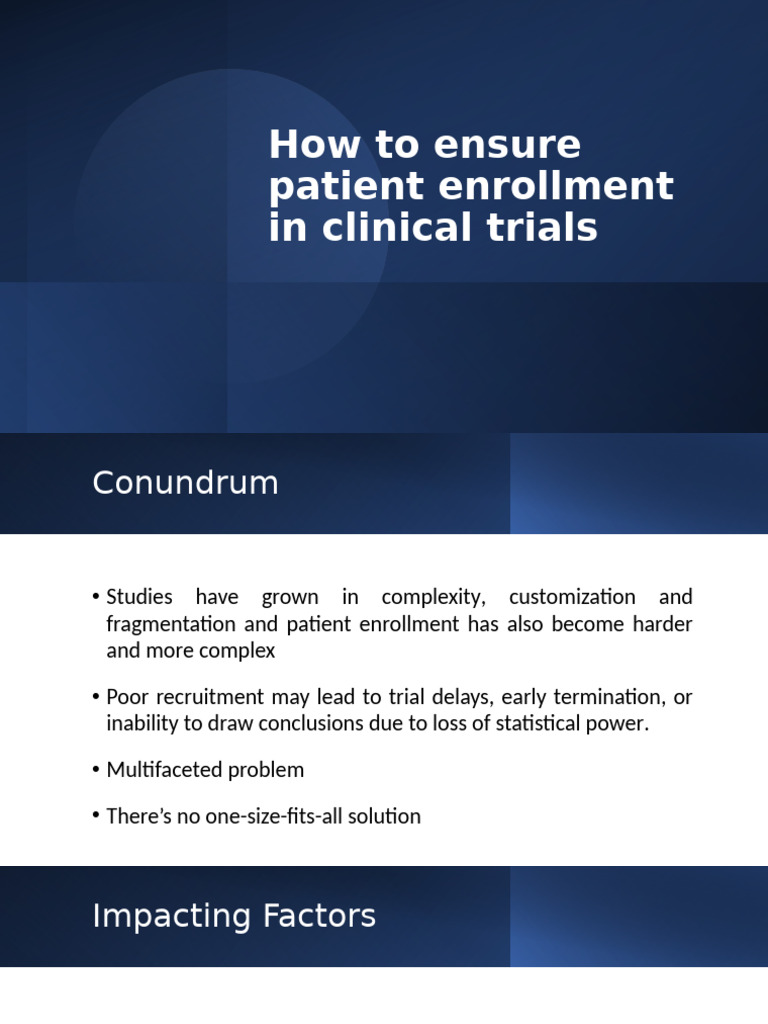 How To Ensure Patient Enrollment in Clinical Trials | PDF | Clinical ...