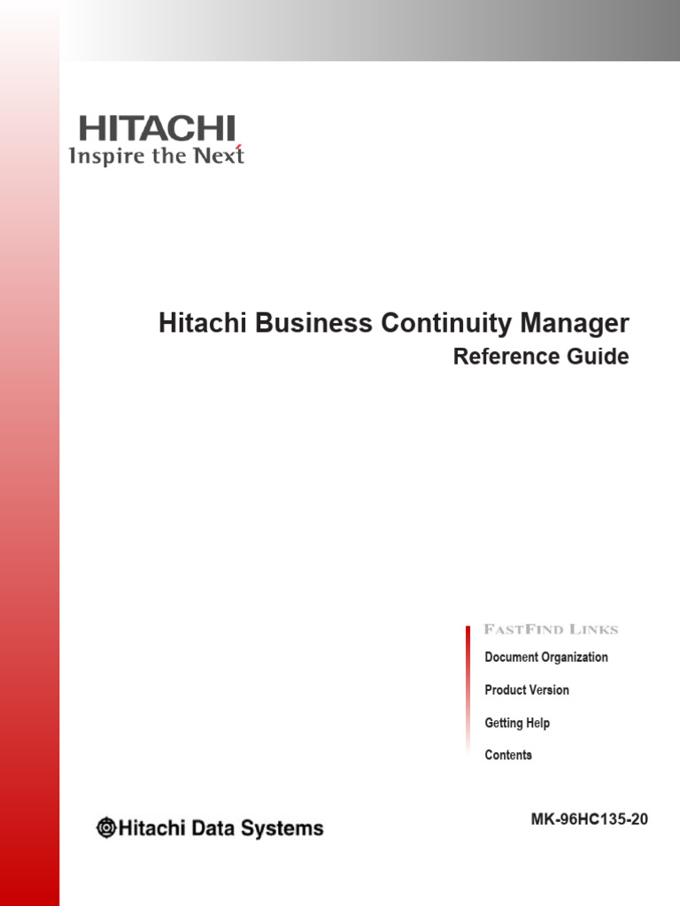 Hitachi Business Continuity Manager Reference Guide (MK 96HC135 20) | PDF | Computer File ...