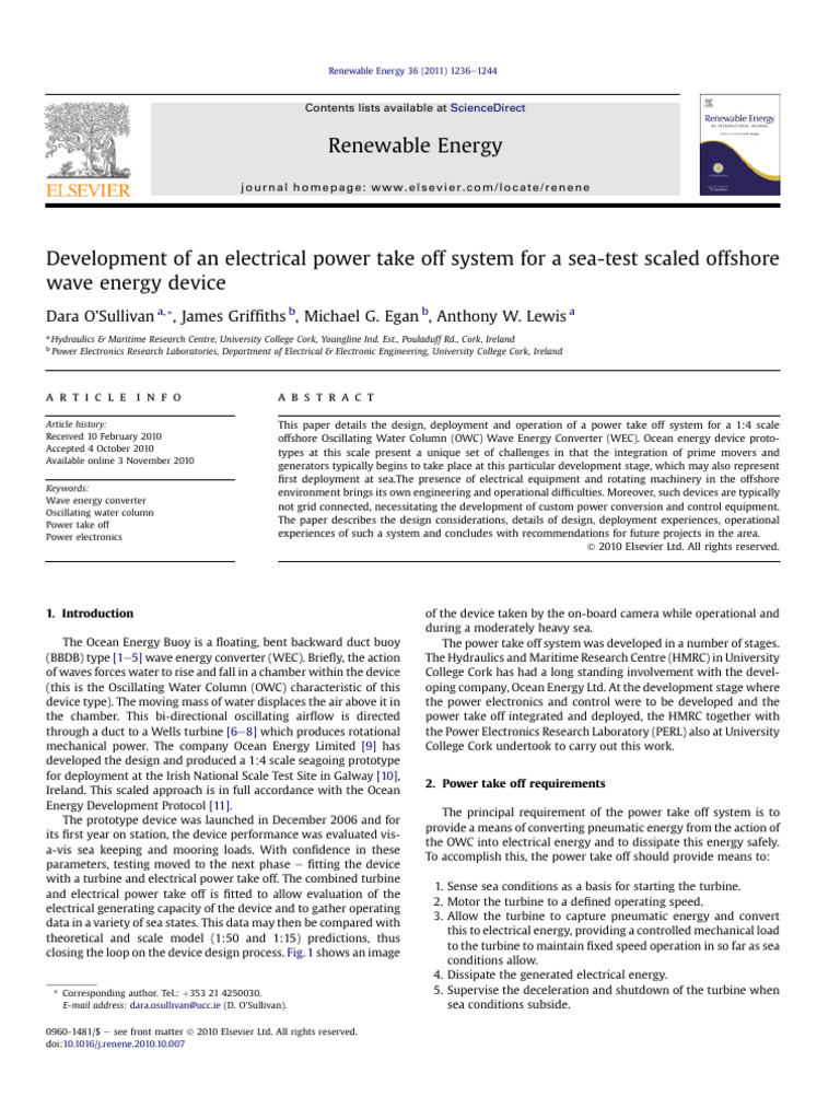 Offshore Wave Energy Power Take-Off System | PDF | Alternating Current ...