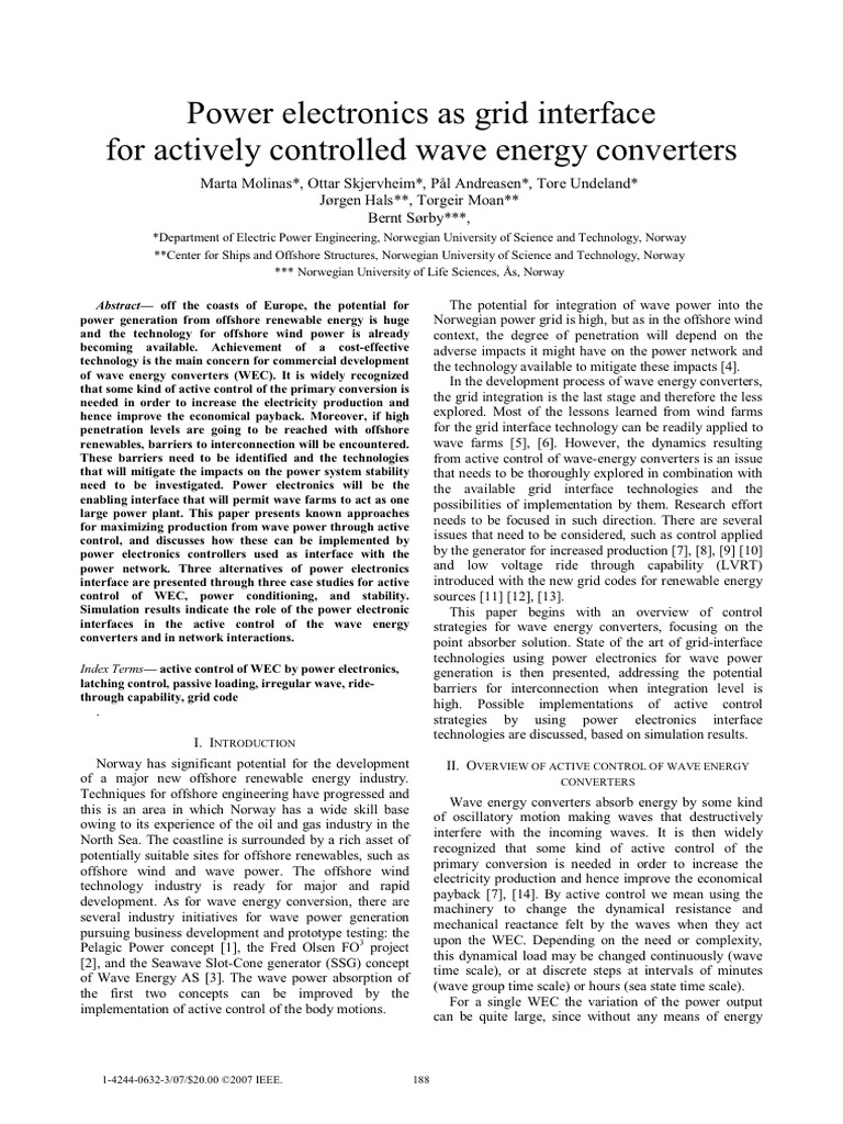 2007 IMP Power Electronics As Grid Interface For Actively Controlled ...