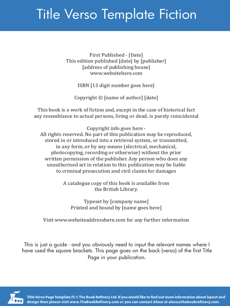 Title Verso For Fiction | PDF