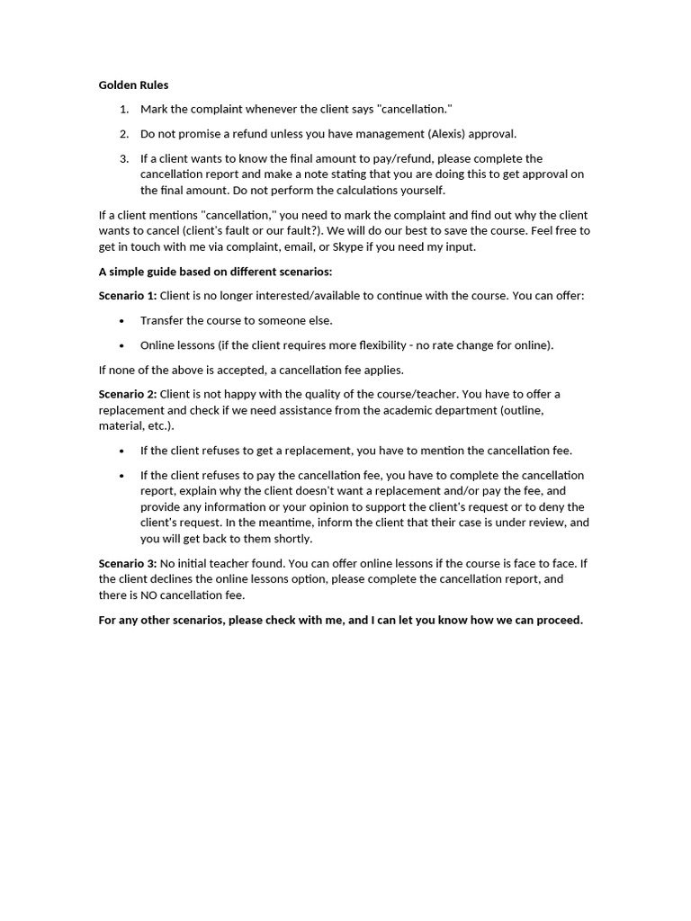 Cancellation Procedure | PDF