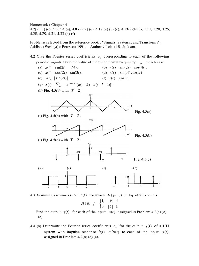 Signals and Systems-ch4 HW | PDF | Electrical Engineering | Electronics