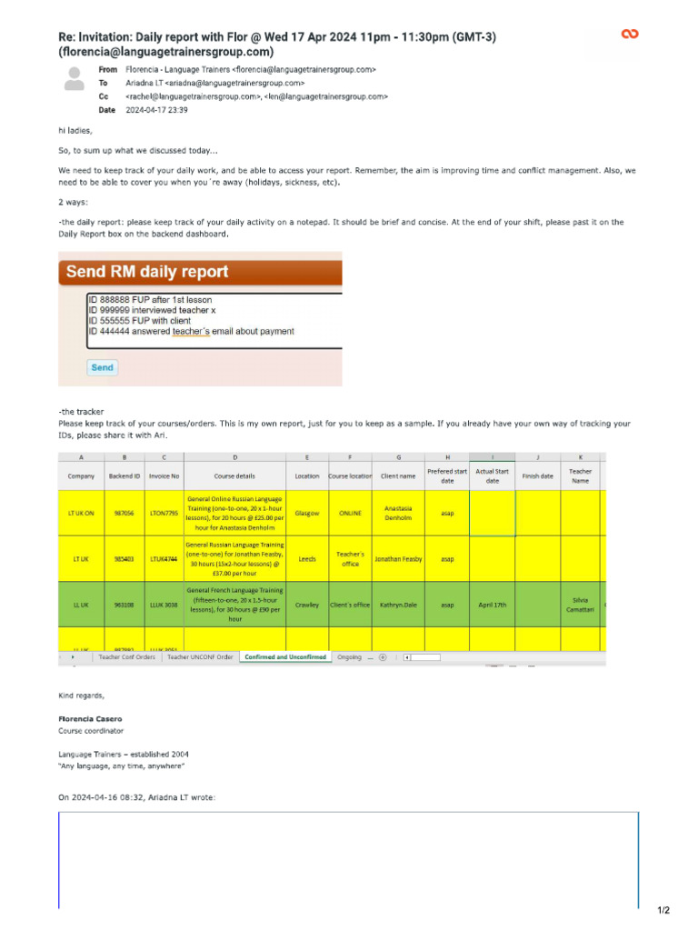 Daily plan and daily report | PDF