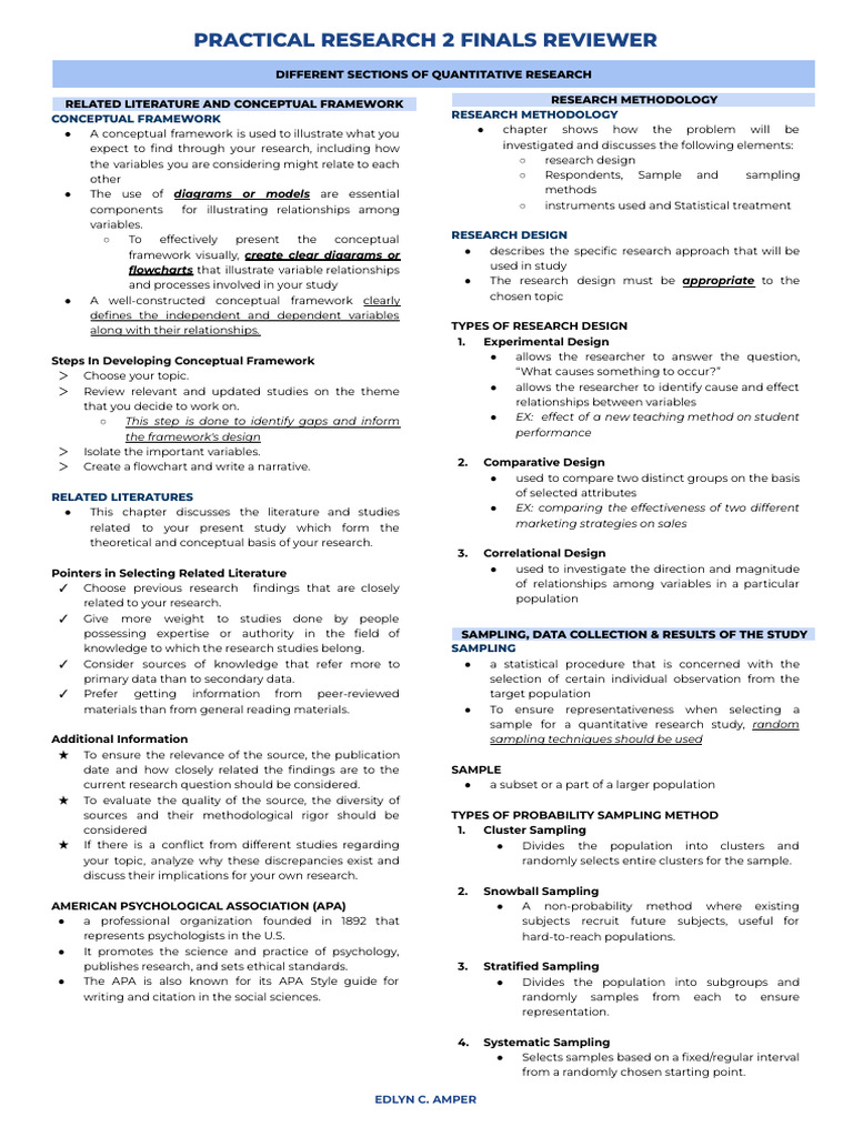 PR2-FINALS-REVIEWER | PDF | Sampling (Statistics) | Methodology