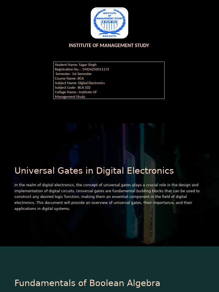 Overview of Universal Gates in Digital Electronics | PDF | Logic Gate ...