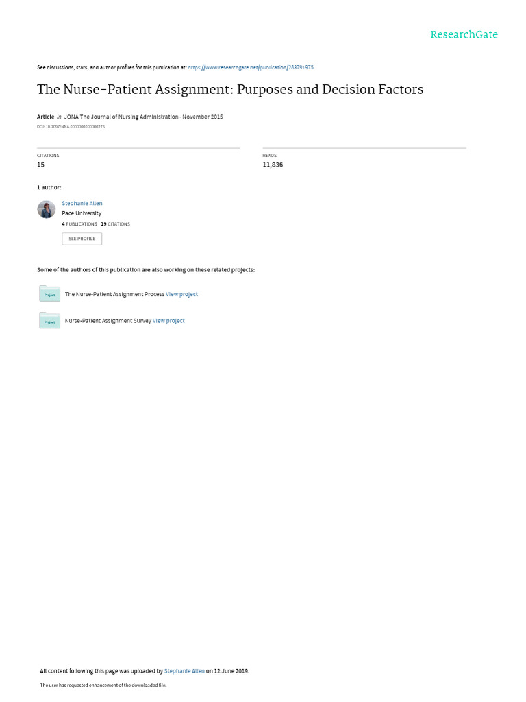 The_Nurse-Patient_Assignment_Purposes_and_Decision | PDF | Nursing ...