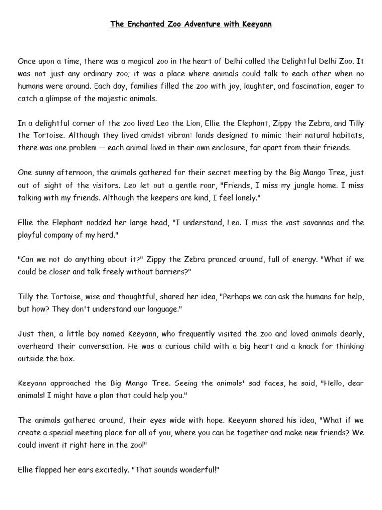 The Enchanted Zoo Adventure With Keeyann | PDF | Zoo