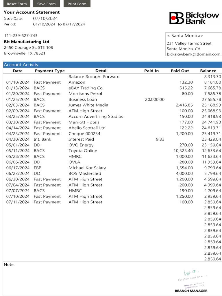 Bank-Statement DM 0025 | PDF