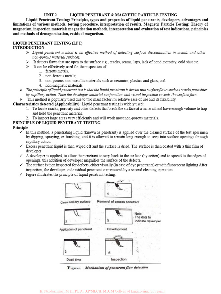 Ndt Unit Ii Pdf Magnetism Surface Tension