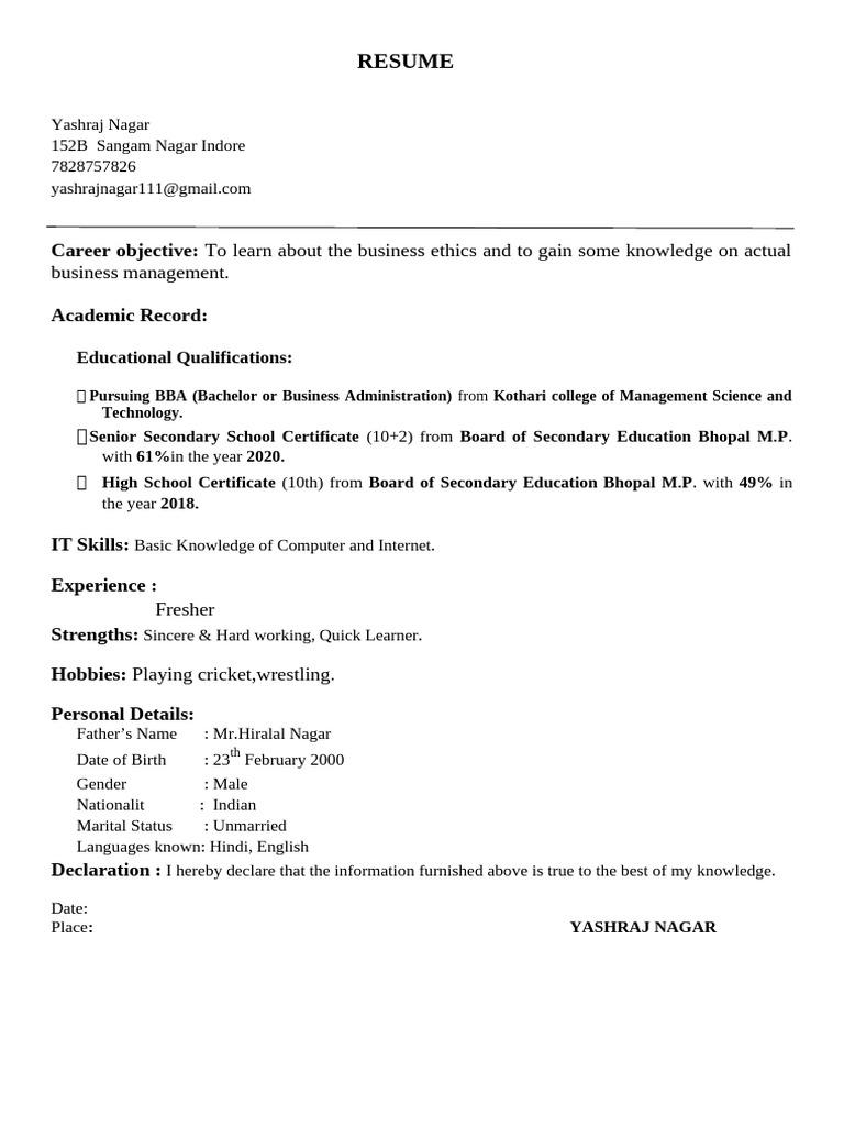 Yash Resume | PDF