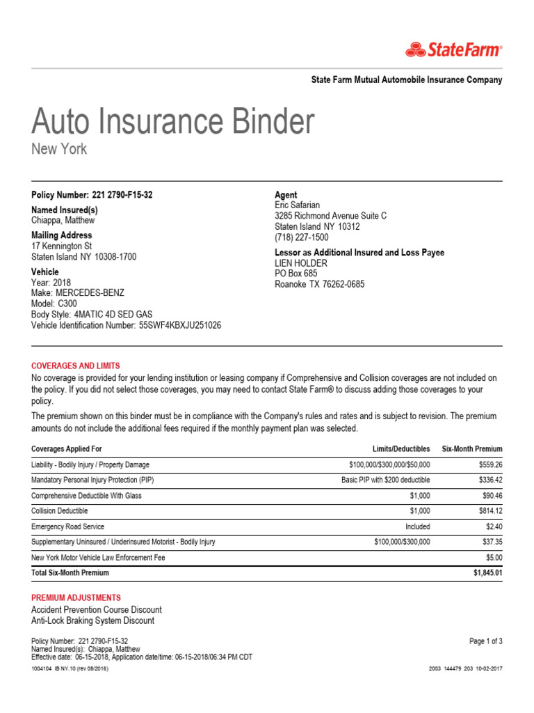 Matthew BINDER | PDF | Insurance | Vehicle Insurance