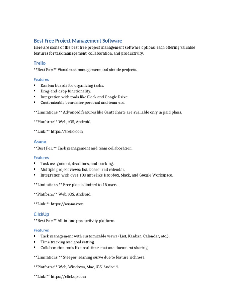 Best Free Project Management Software | PDF | Ios | Application Software
