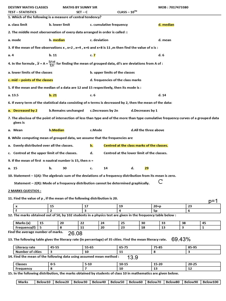 TEST_C[1] | PDF | Mean | Mode (Statistics)