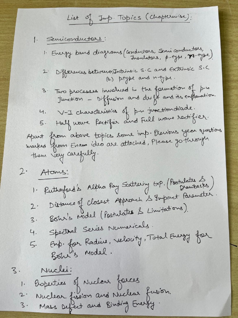 Imp. Questions - Semiconductors, Atoms, Nuclei | PDF