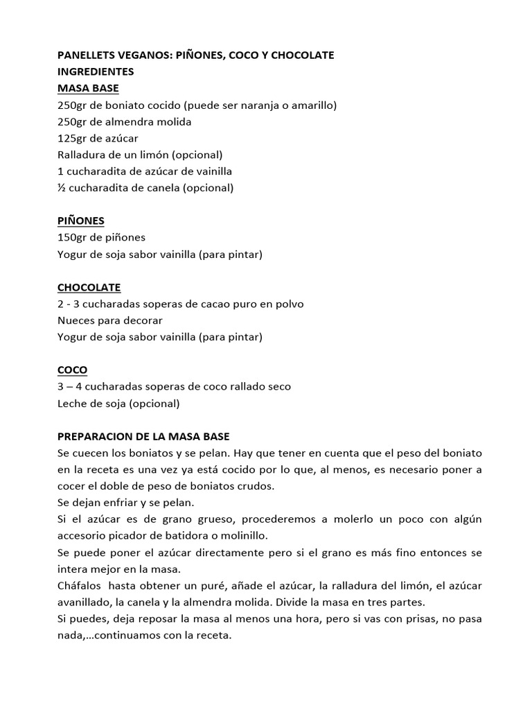 Panellets Veganos | PDF | Chocolate | Cocina