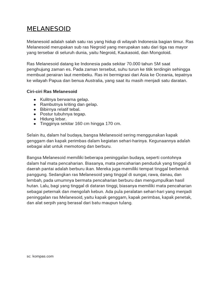 Sejarah Ras Melanesoid | PDF