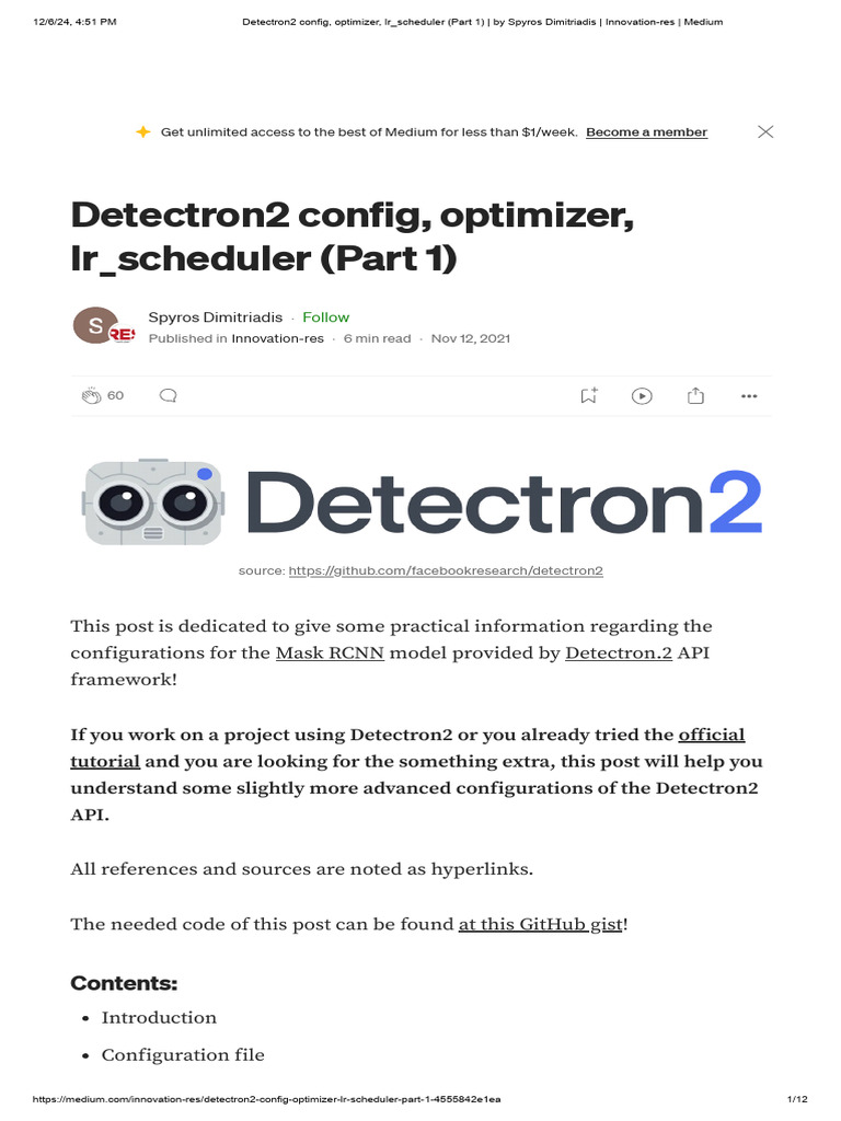 Detectron2 Config, Optimizer, LR - Scheduler (Part 1) - by Spyros Dimitriadis - Innovation-Res ...