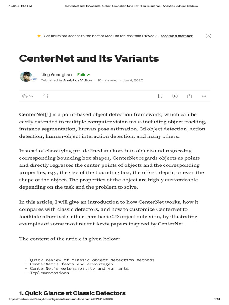CenterNet and Its Variants. Author_ Guanghan Ning _ by Ning Guanghan _ Analytics Vidhya _ Medium ...