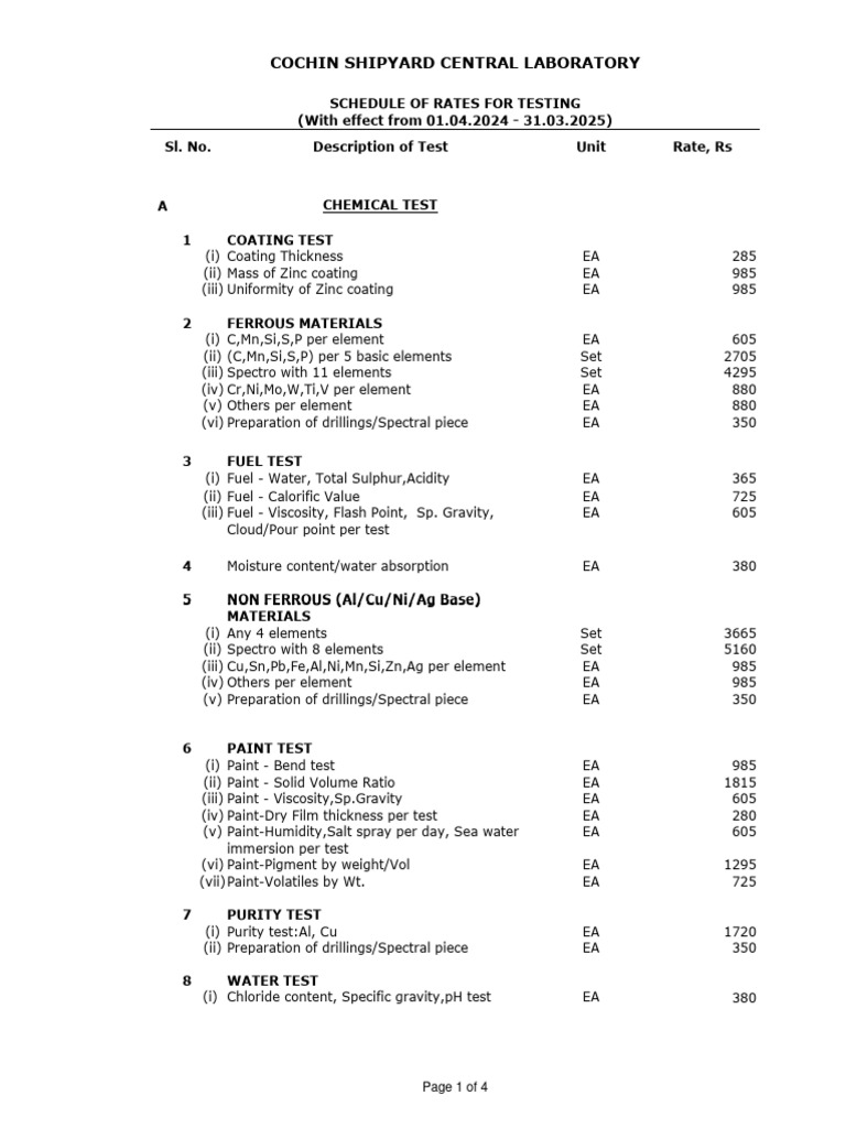 Cochin Shipyard Central Lab | PDF | Manganese | Spectral Line