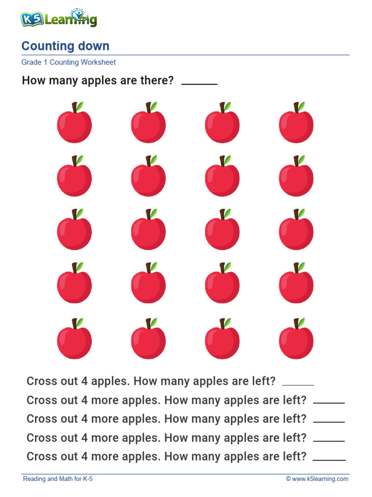 Grade 1 Apple Counting Worksheet | PDF