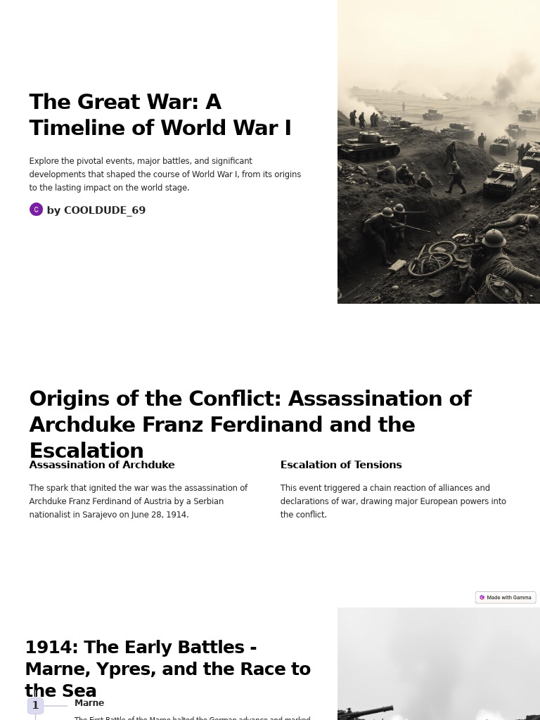 The Great War A Timeline of World War I | PDF | World War I | German Empire