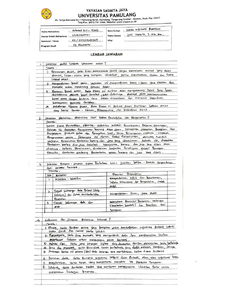 001 Achmad Rifki Fauzi UAS SIA | PDF