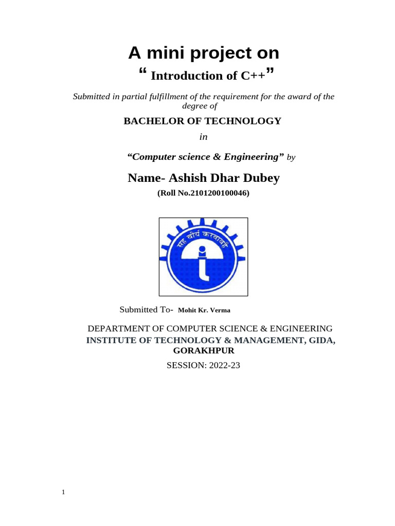 Ashish Report | PDF | C++ | Computer Program