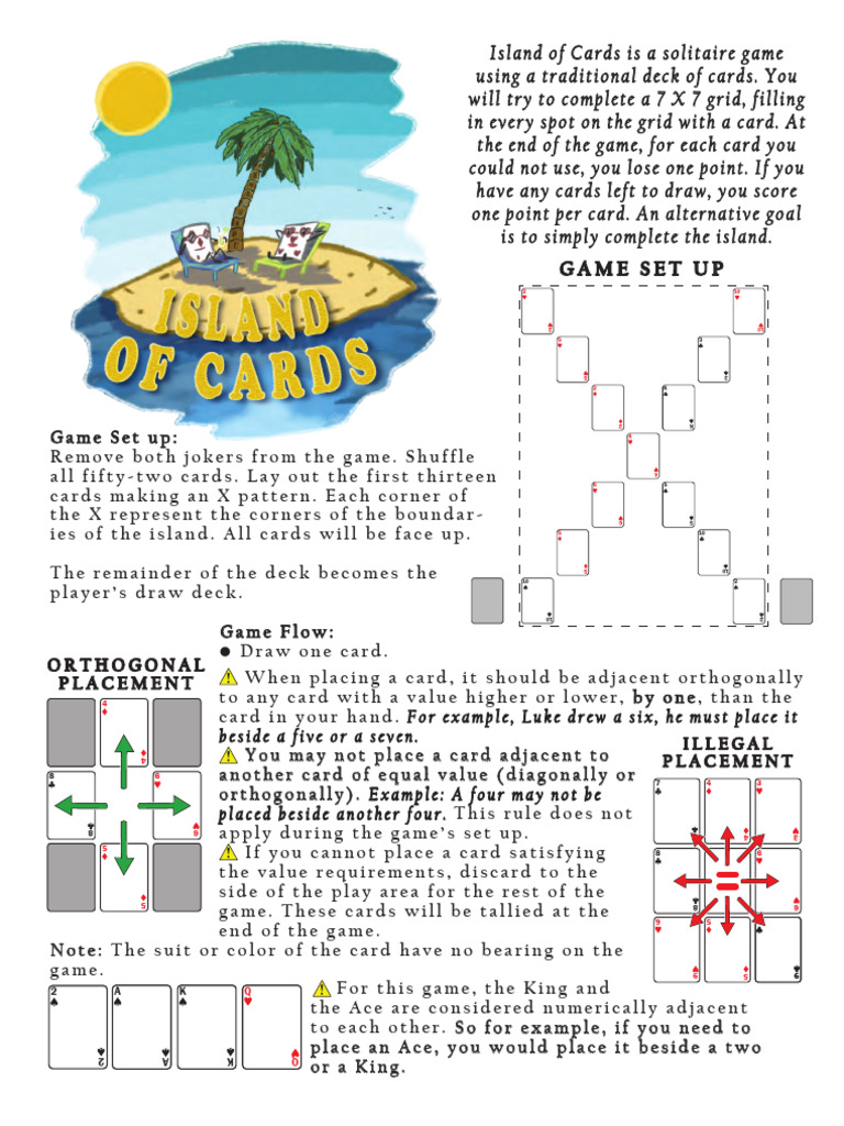 Card Island RULES 1.3 1-1-22 | PDF | Playing Cards | Card Games
