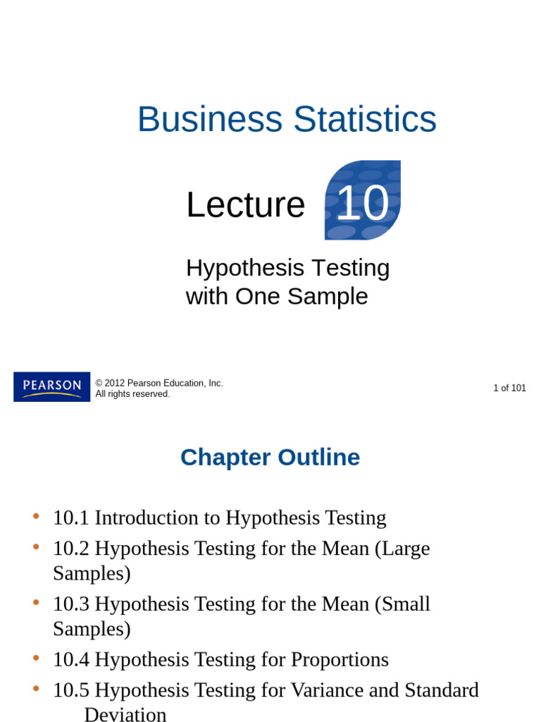 Lecture 10. Hypothesis Testing With One Sample | PDF | Statistical ...