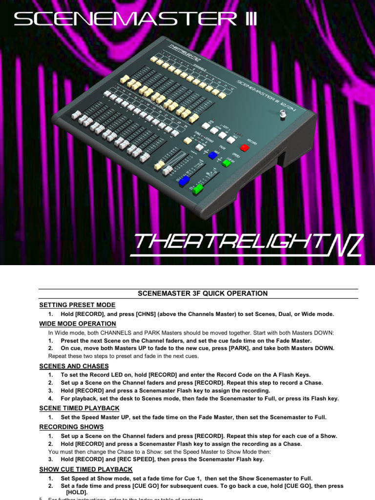 Scenemaster 3F Quick Operation Guide | PDF | Computing | Computer ...