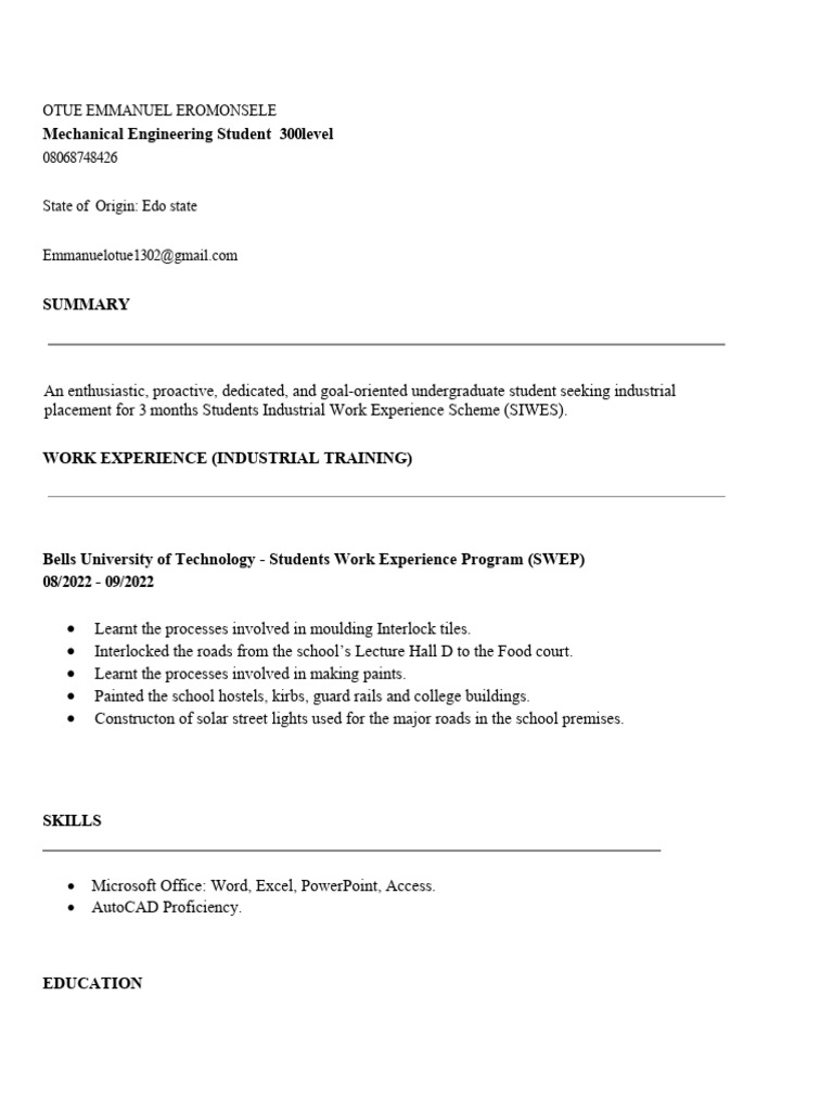 Emmanuel Otue CV | PDF