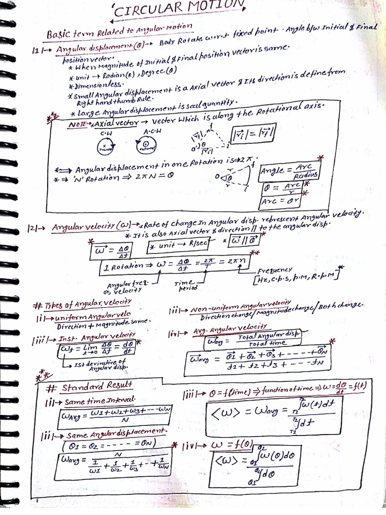 Circular Motion Neet Physics Notes | PDF